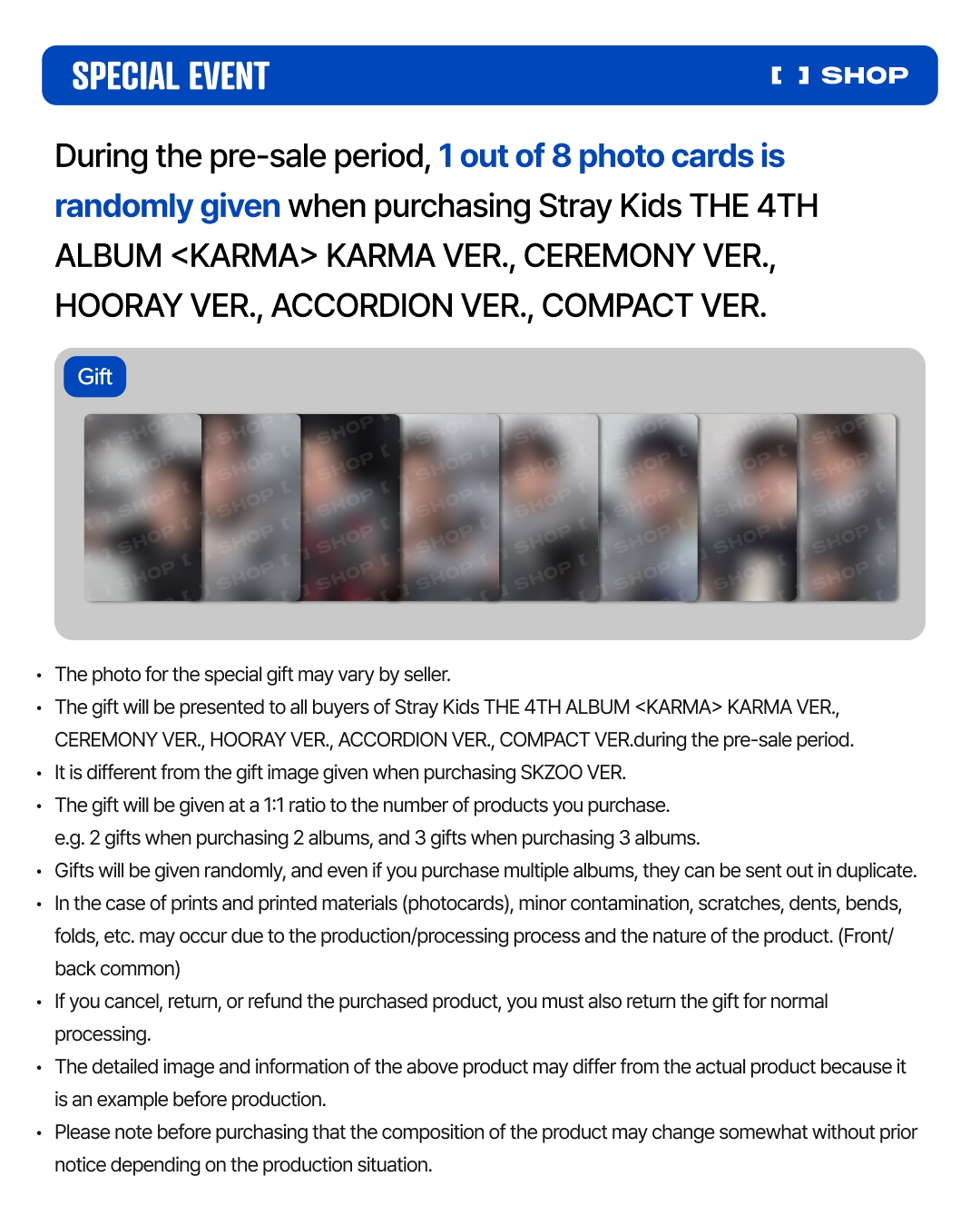 Stray Kids - 4th FULL ALBUM 'KARMA' (STANDARD) | ohne POB | Ceremony [Blue] | 002D-0446.8